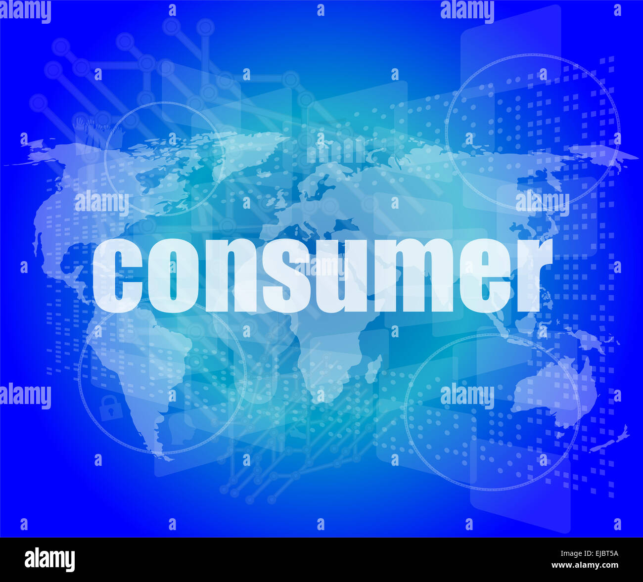 consumer words on digital touch screen interface - business concept ...
