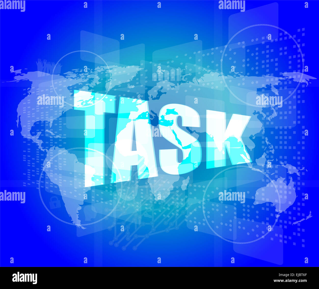task word on digital screen background with world map Stock Photo - Alamy