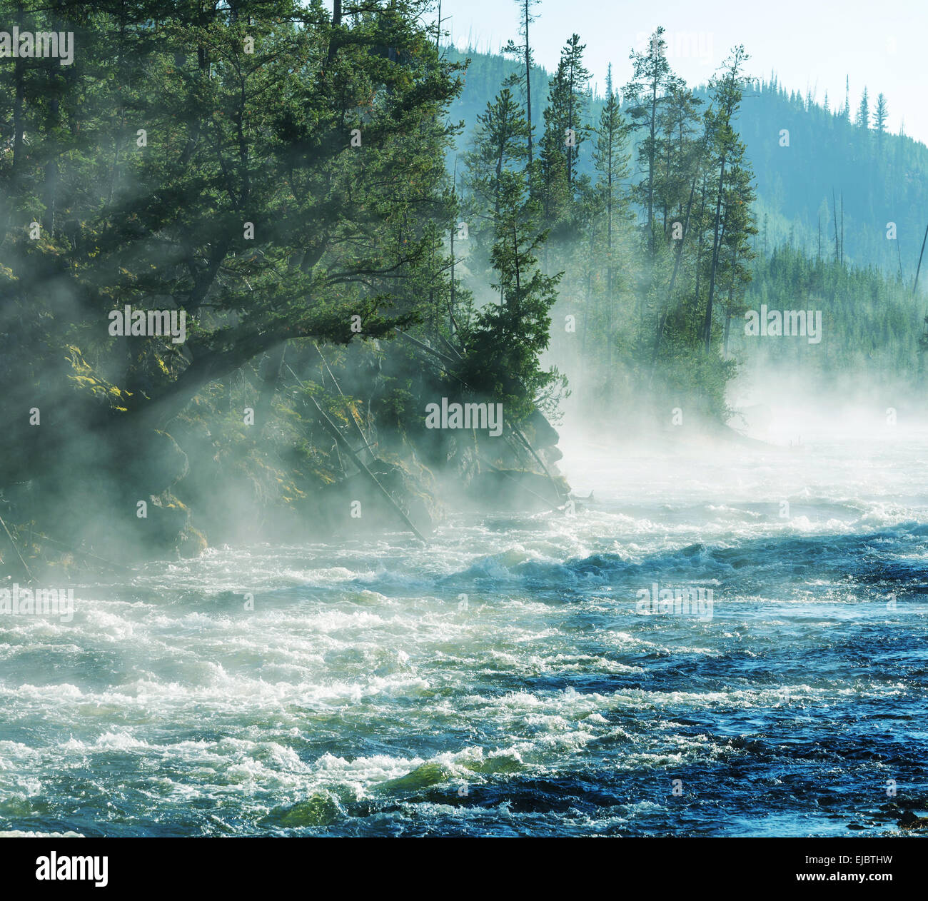 Fog on river Stock Photo - Alamy