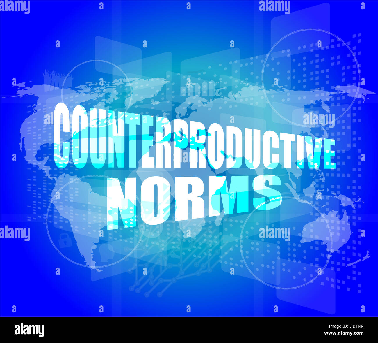 Management concept: counterproductive norms words on digital screen ...