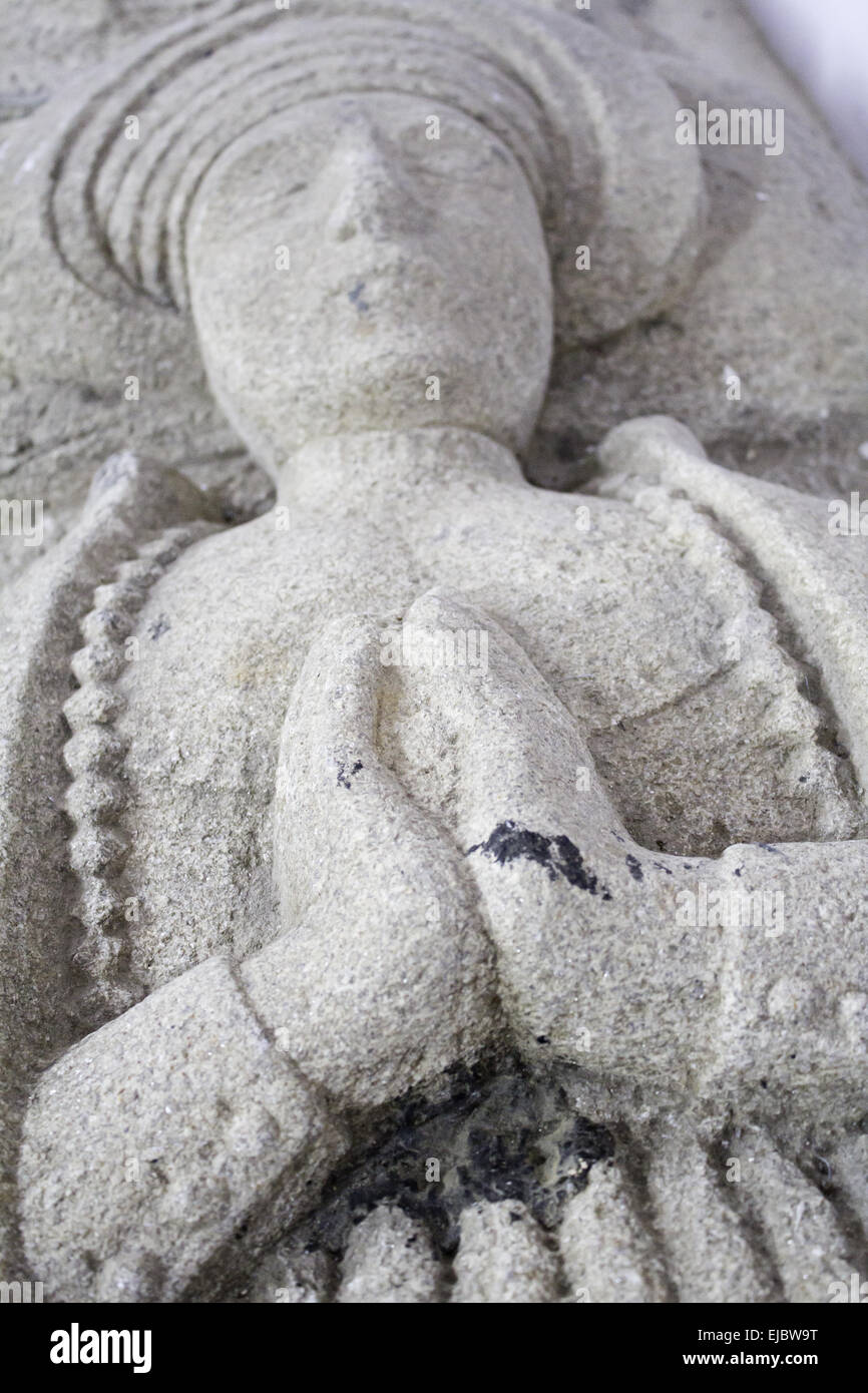 Stone Religious Statue praying and Catholic religion, monument Stock ...