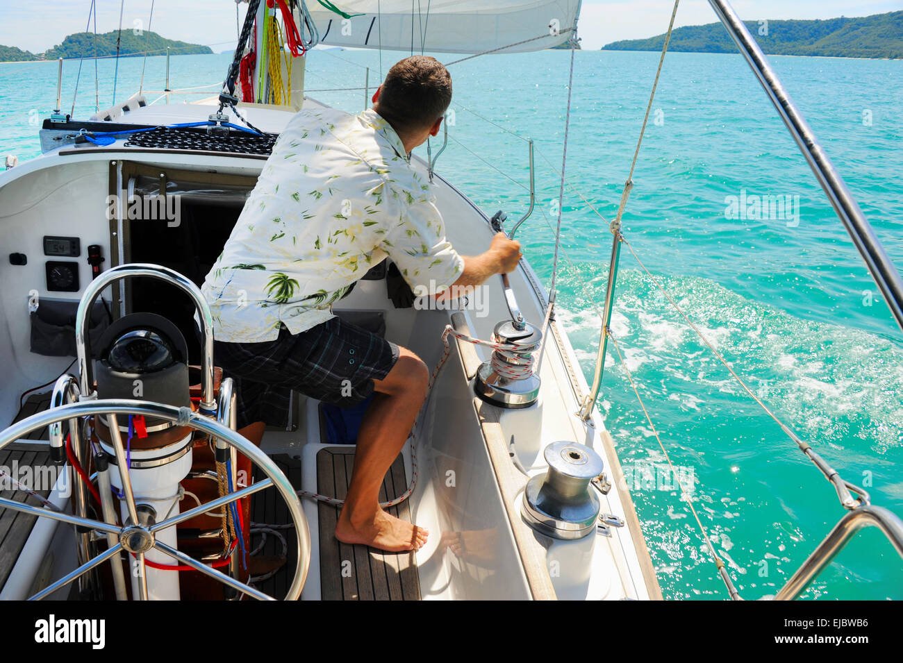 Yacht in the open sea Stock Photo - Alamy