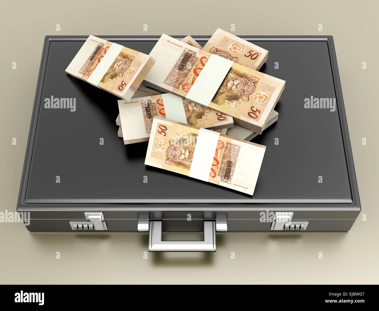 Briefcase with Cash Stock Photo - Alamy