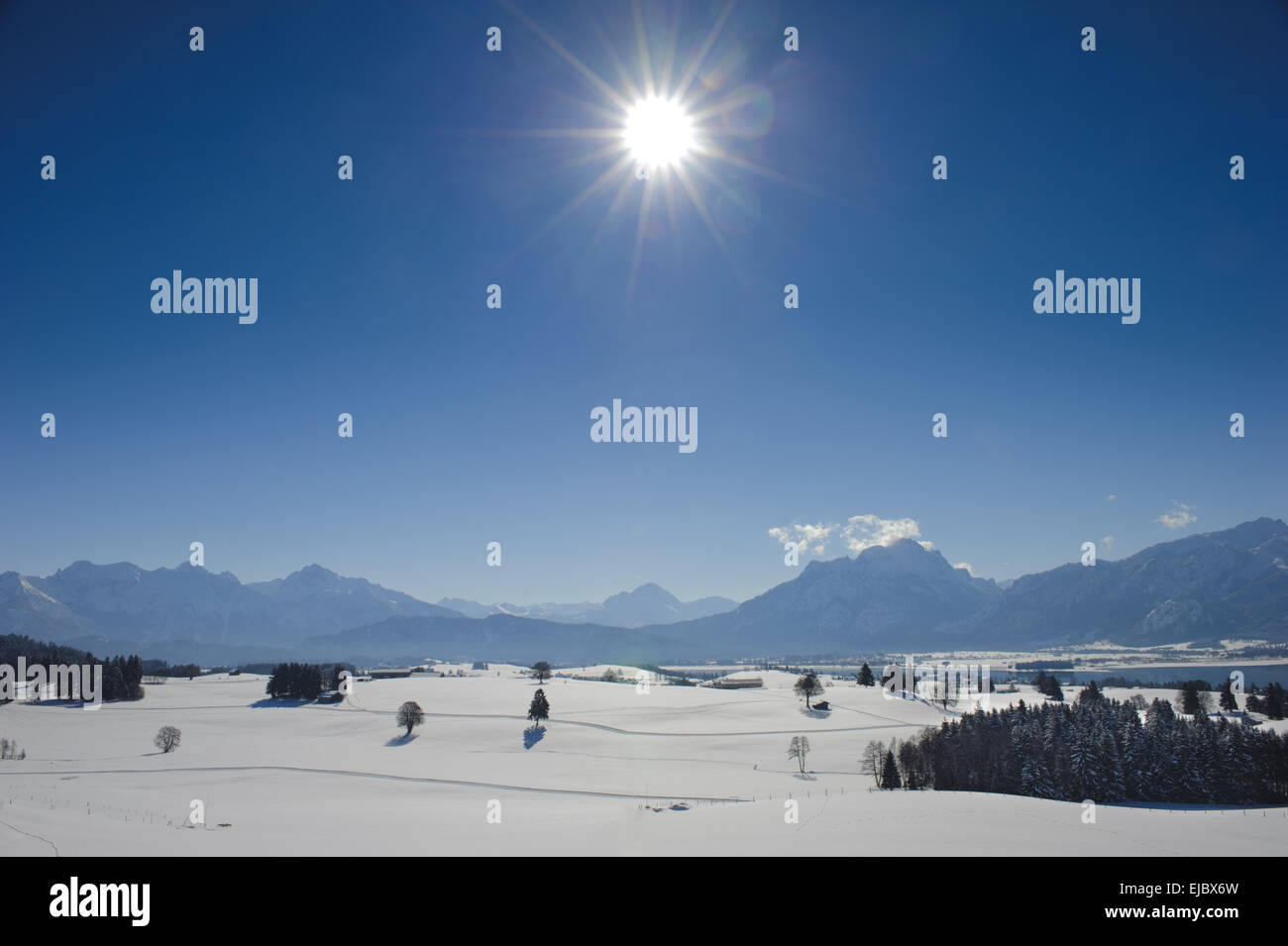 panorama landscape in Bavaria at winter Stock Photo - Alamy