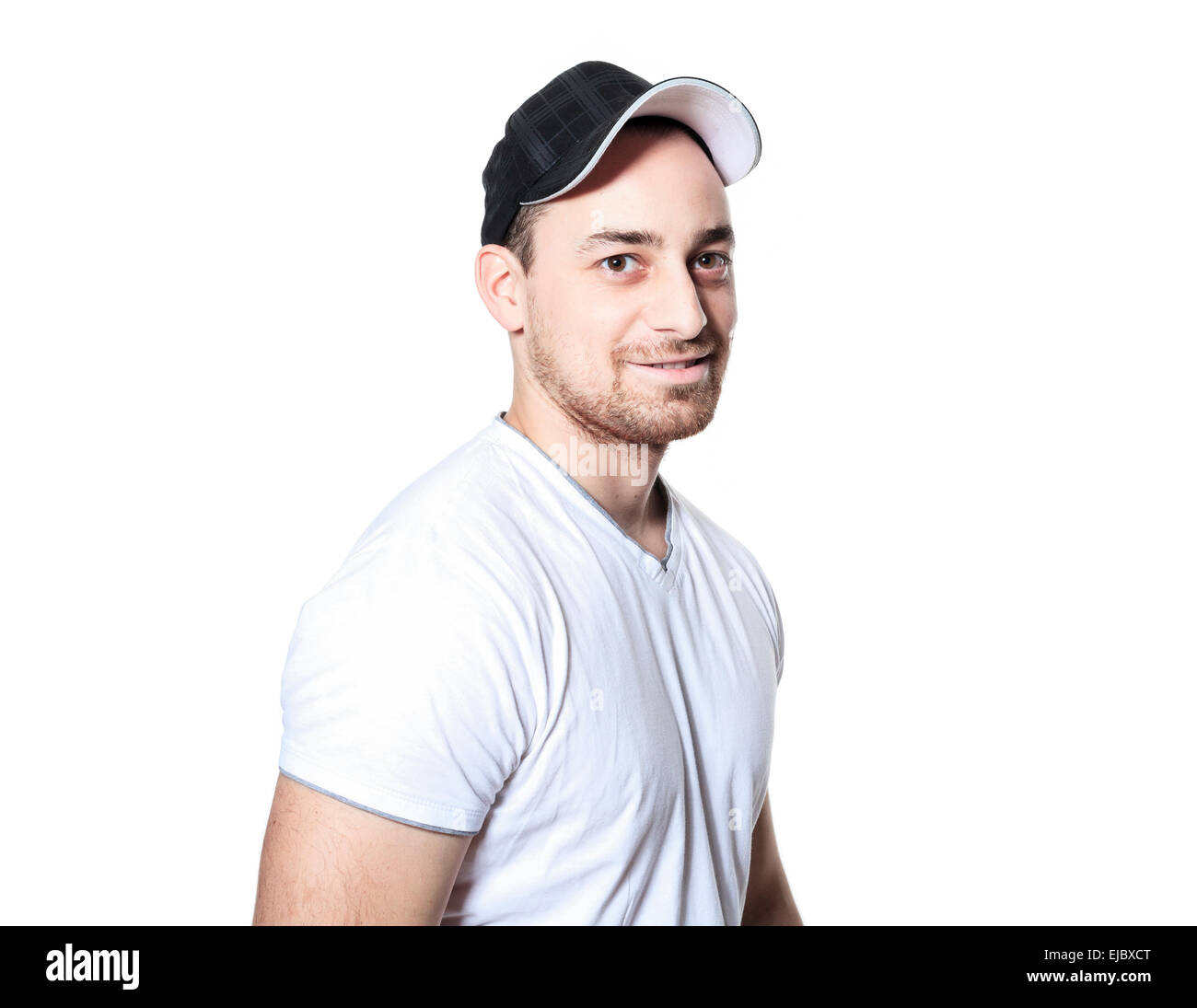 A male standing in studio white background Stock Photo - Alamy