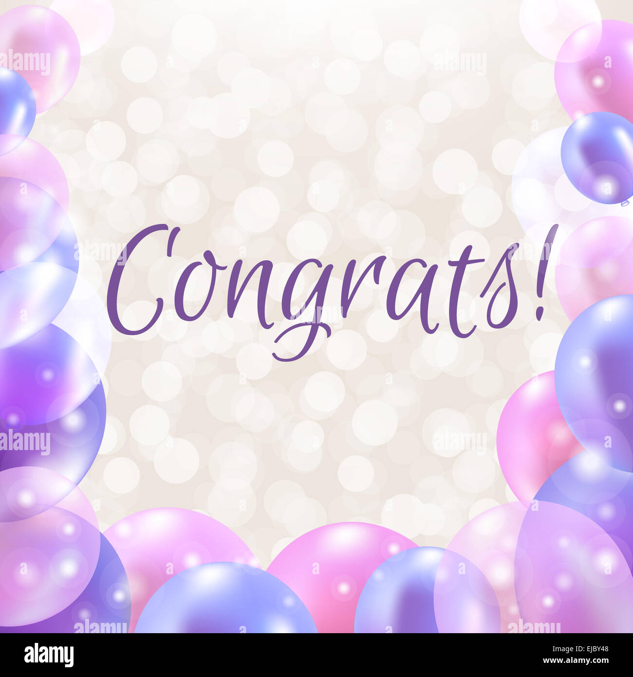 Congrats Card With Balloons Stock Photo - Alamy