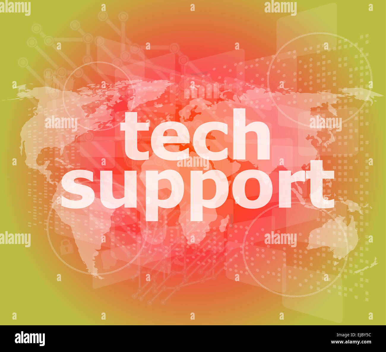 tech support text on digital touch screen - business concept Stock ...