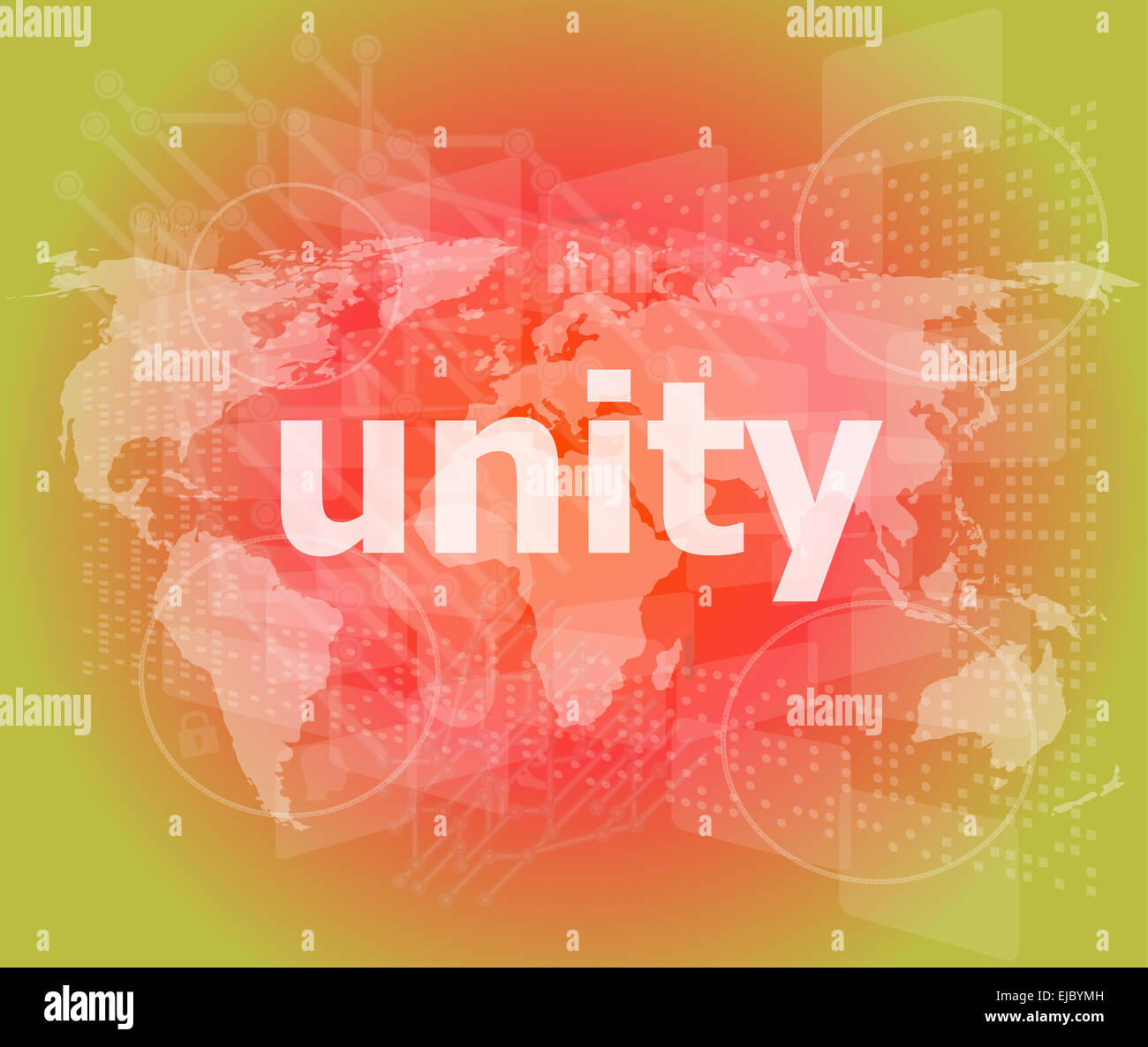 unity text on digital touch screen - business concept Stock Photo - Alamy