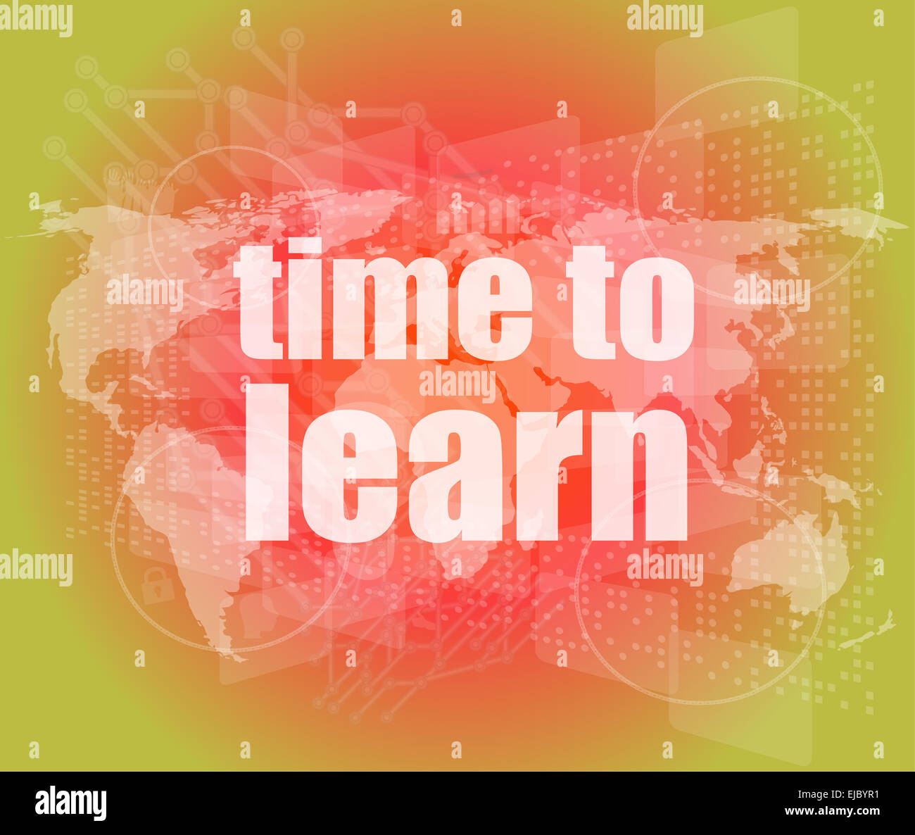 illustration of touch screen with time to learn words Stock Photo - Alamy