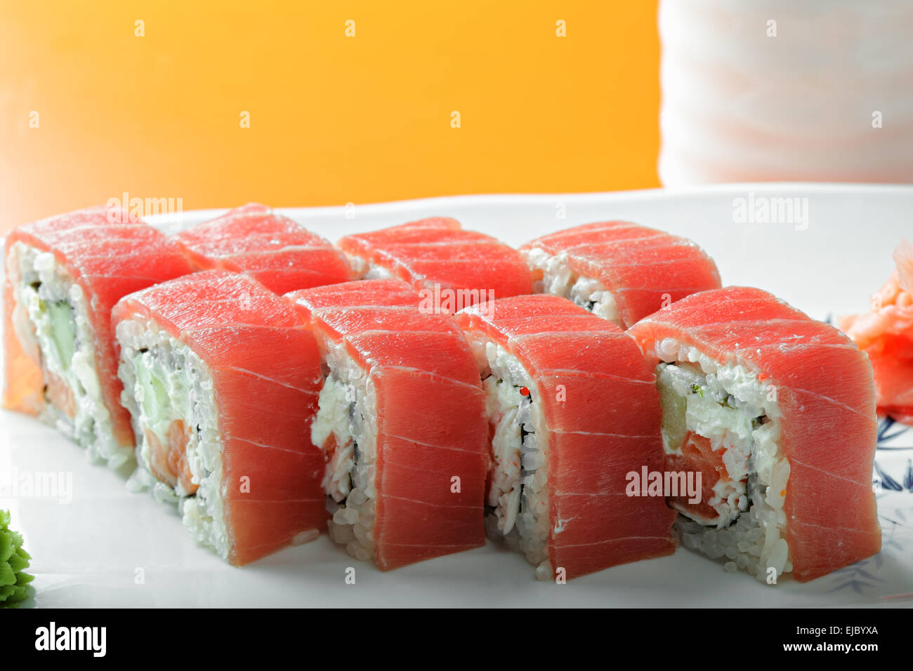 Tuna roll closeup Stock Photo - Alamy
