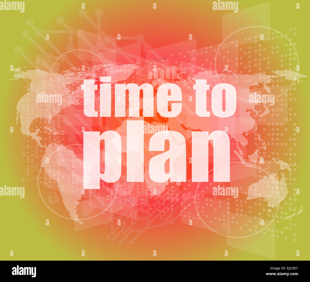 illustration of touch screen with time to plan words Stock Photo - Alamy
