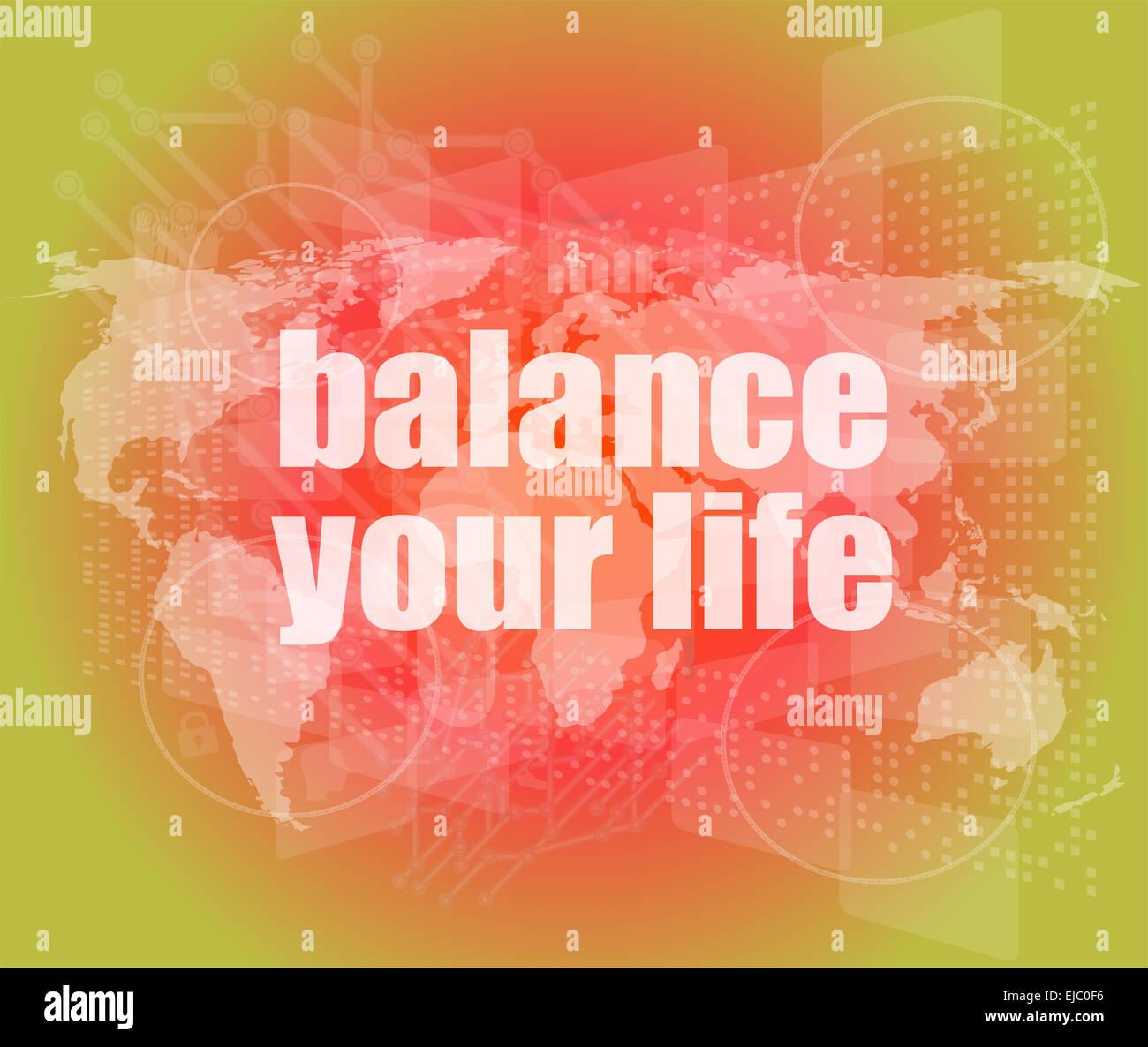 Life style concept: words balance you life on digital screen Stock ...