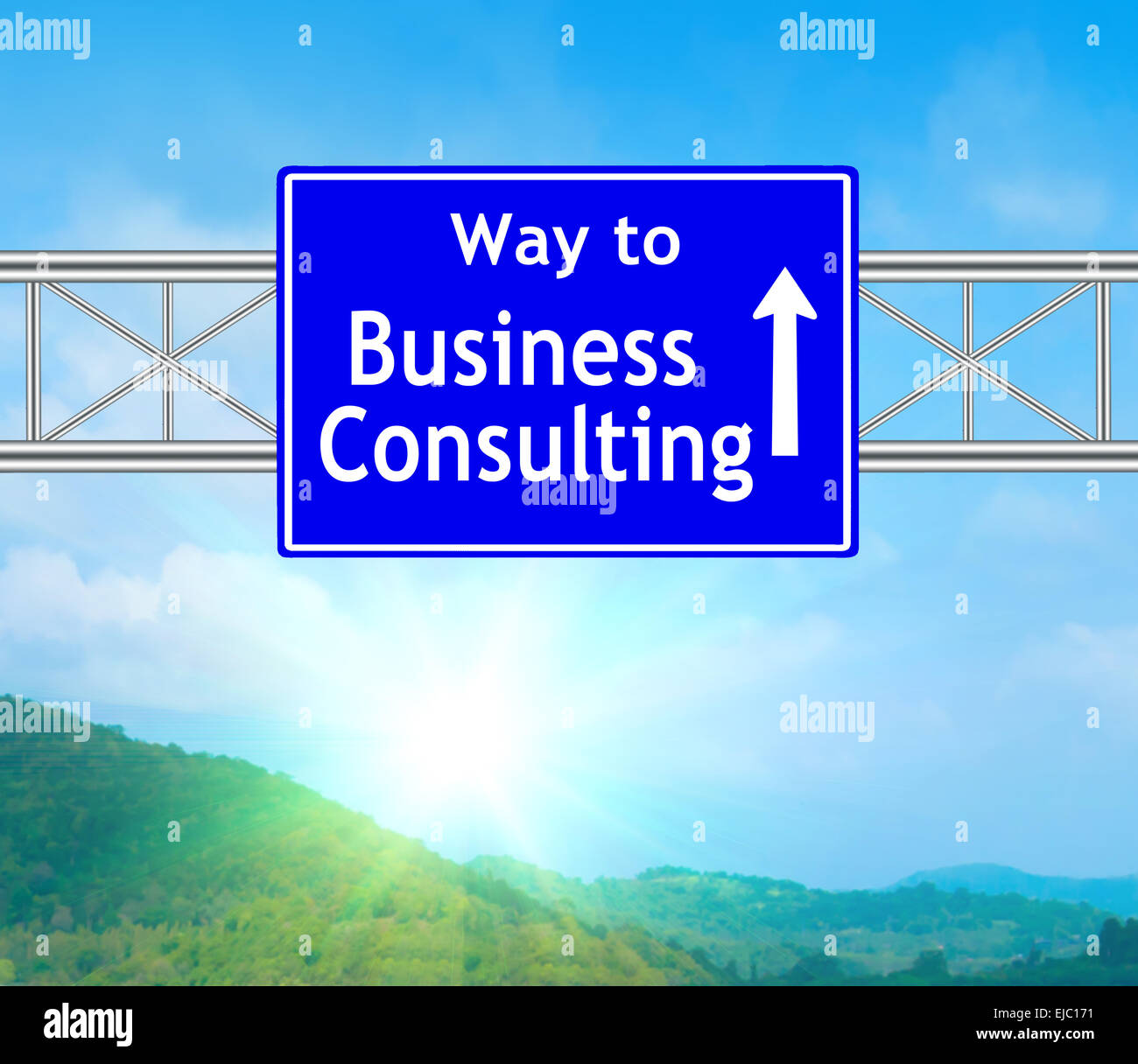 Business Consulting Green Road Sign Stock Photo - Alamy