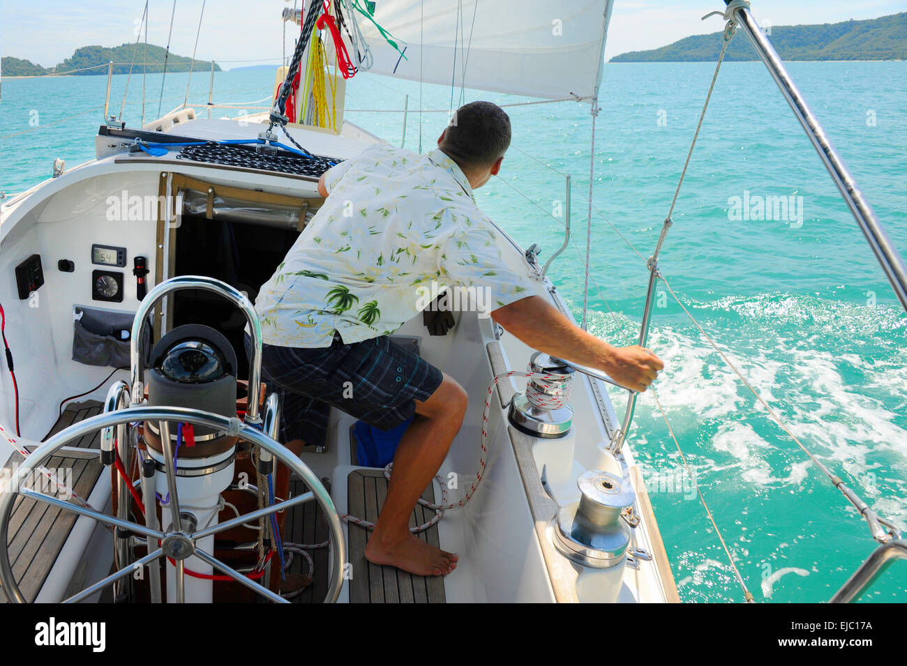 Yacht in the open sea Stock Photo - Alamy