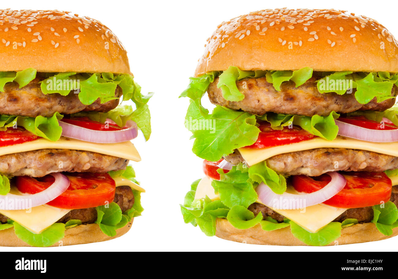 Big hamburger on white background Stock Photo - Alamy