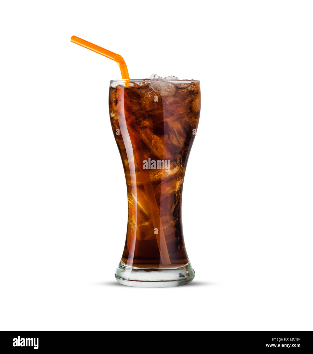 Glass of cola with ice on white background Stock Photo - Alamy