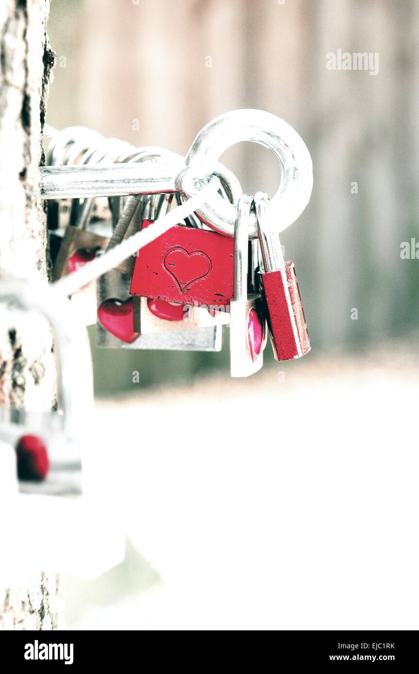 red heart love lock on Stock Photo - Alamy