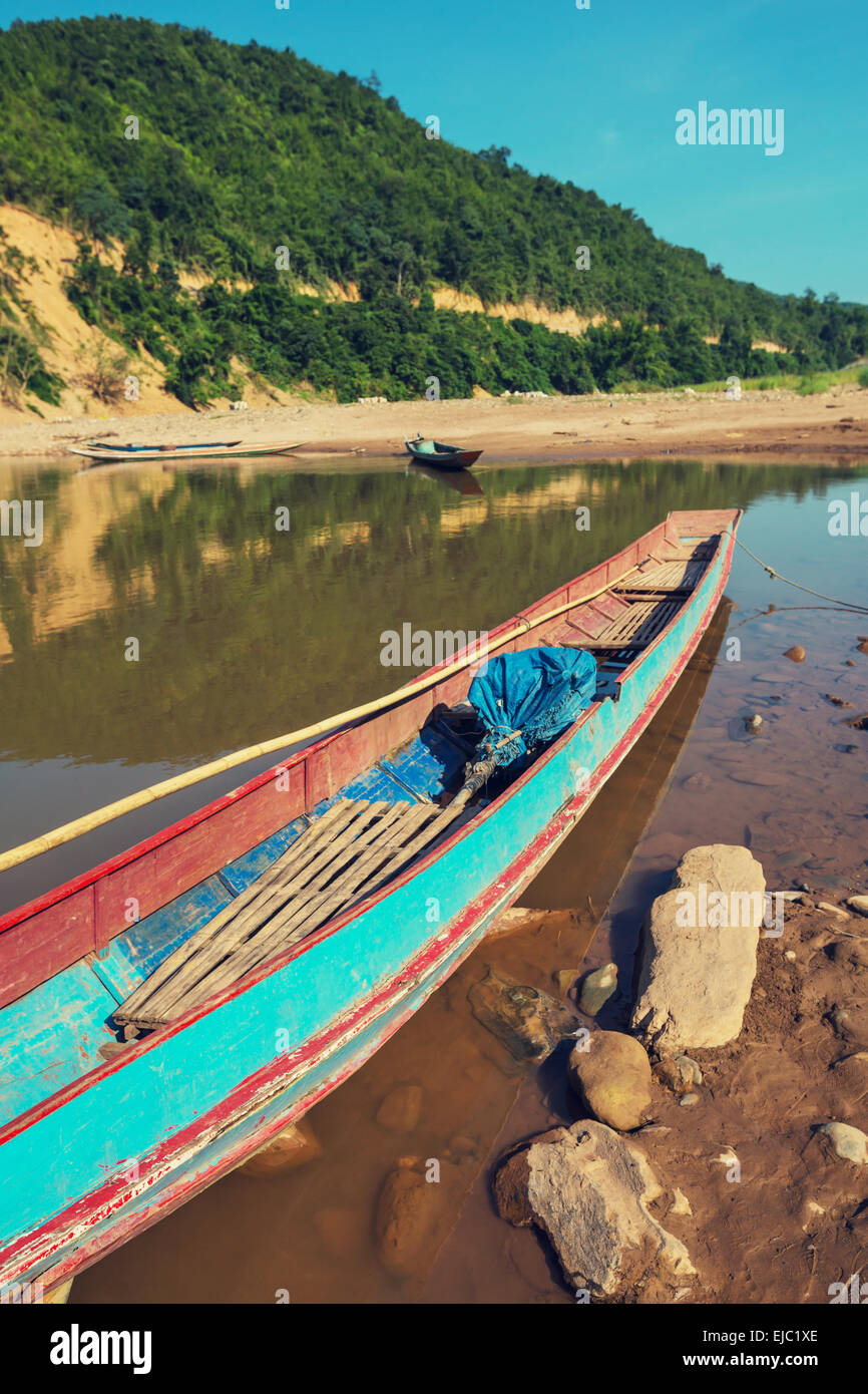 Boat in Laos Stock Photo - Alamy