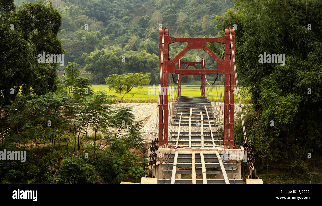 Bridge in Laos Stock Photo - Alamy