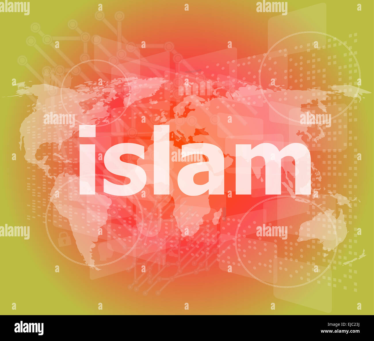 islam, hi-tech background, digital business touch screen Stock Photo ...