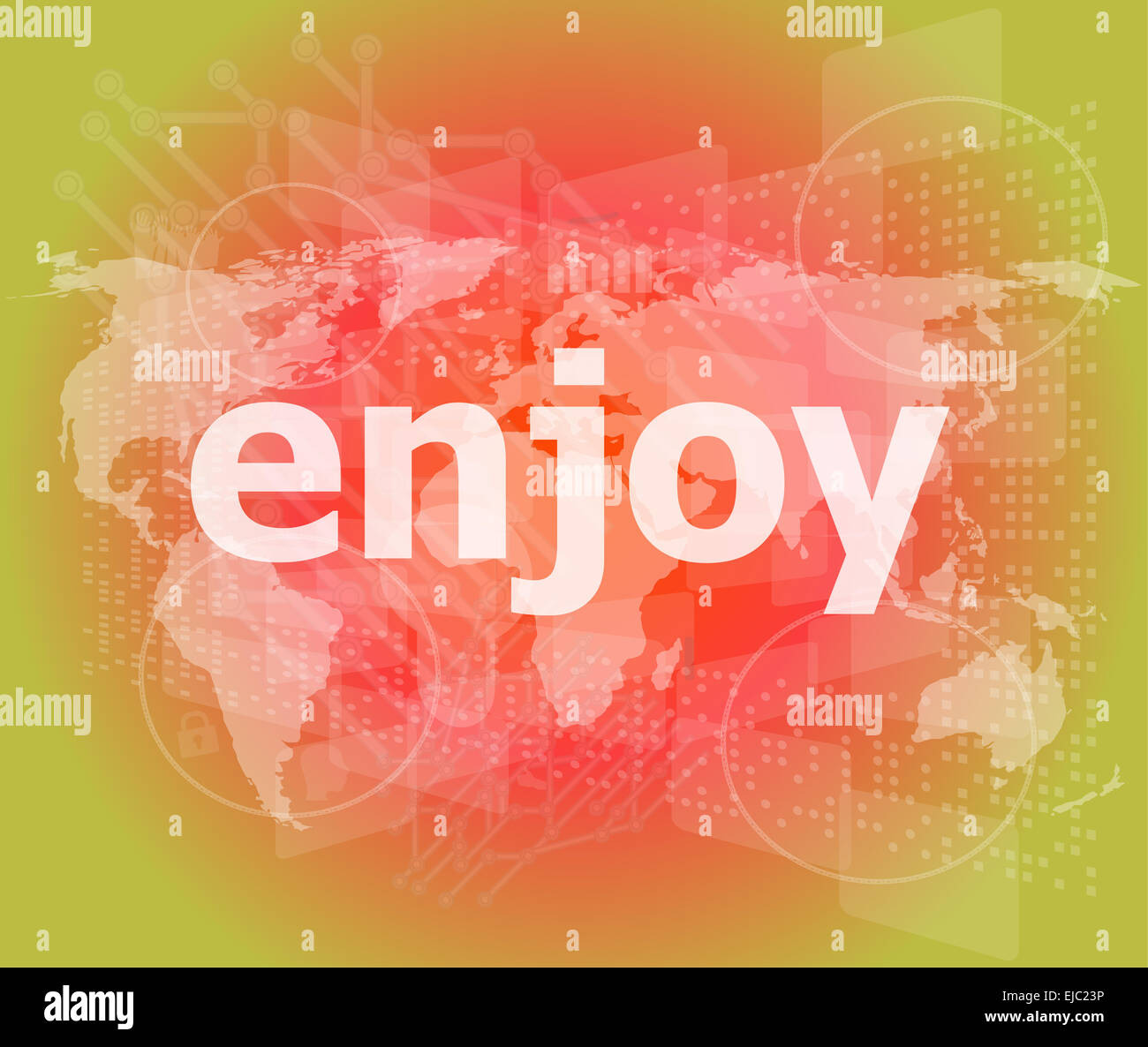 enjoy word, hi-tech background, digital business touch screen Stock ...