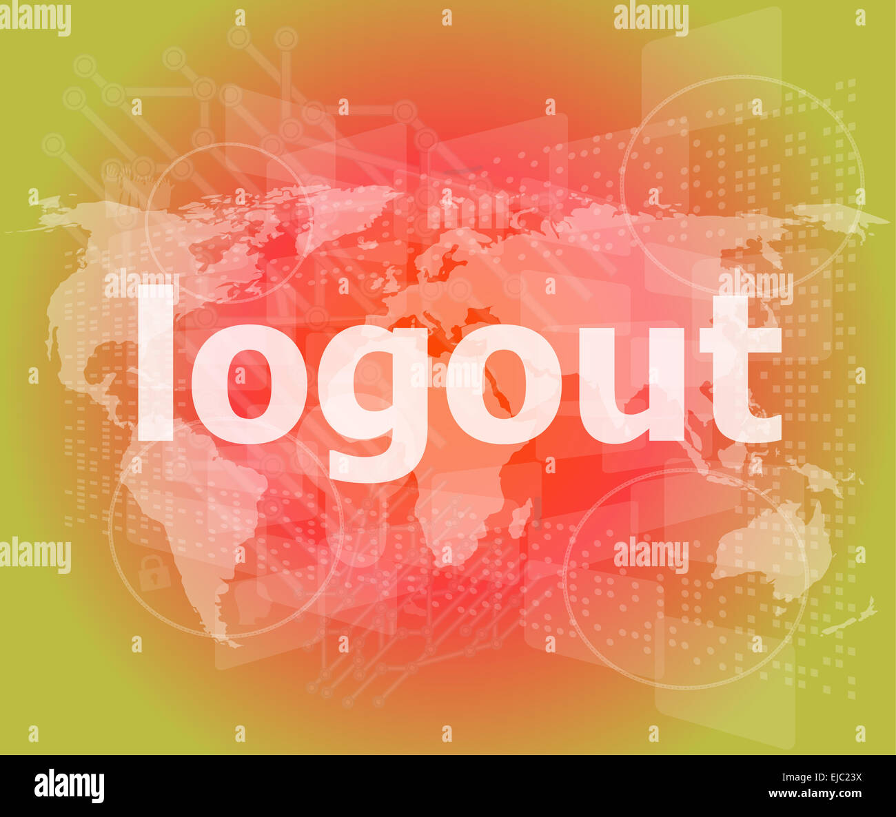 logout word, hi-tech background, digital business touch screen Stock ...
