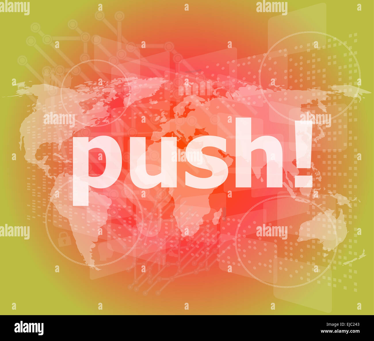 push word on digital touch screen interface Stock Photo - Alamy