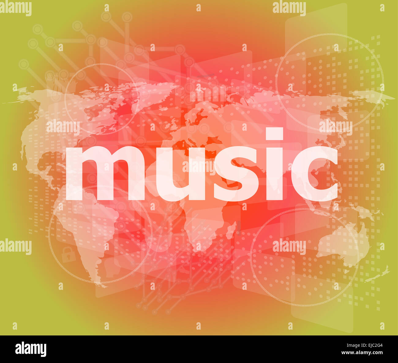 music word, backgrounds touch screen with transparent buttons. concept ...