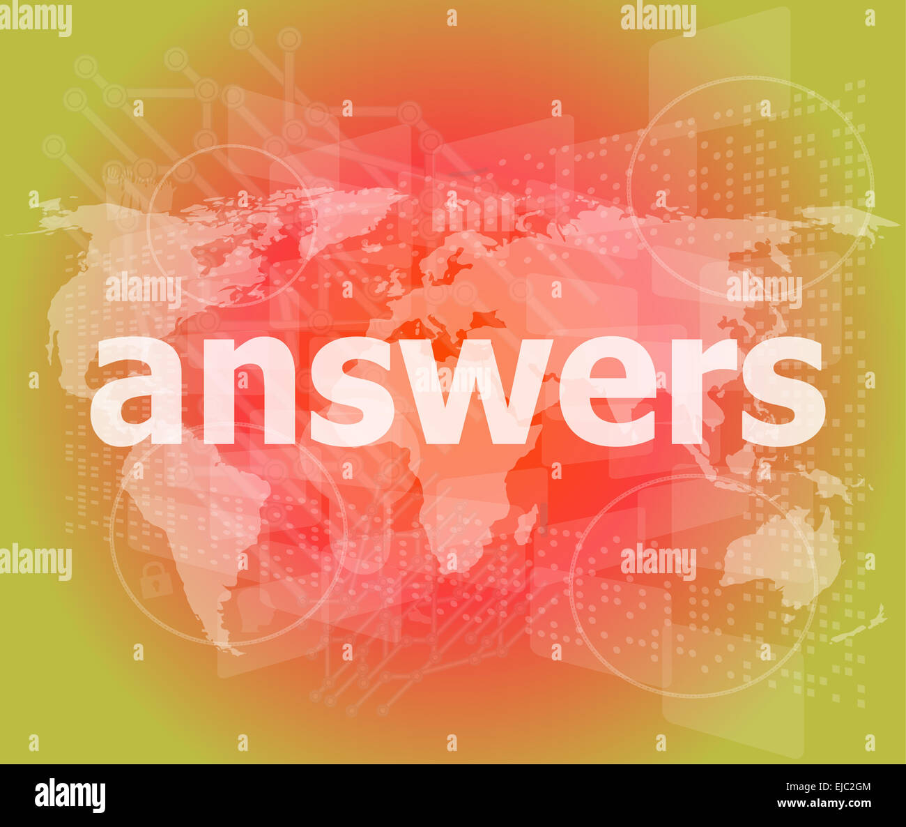 Education concept: words answers on digital background Stock Photo - Alamy