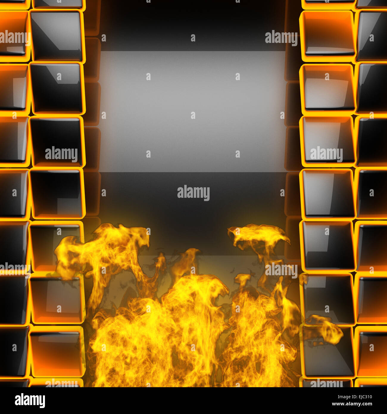 hot black metal background with fire Stock Photo - Alamy