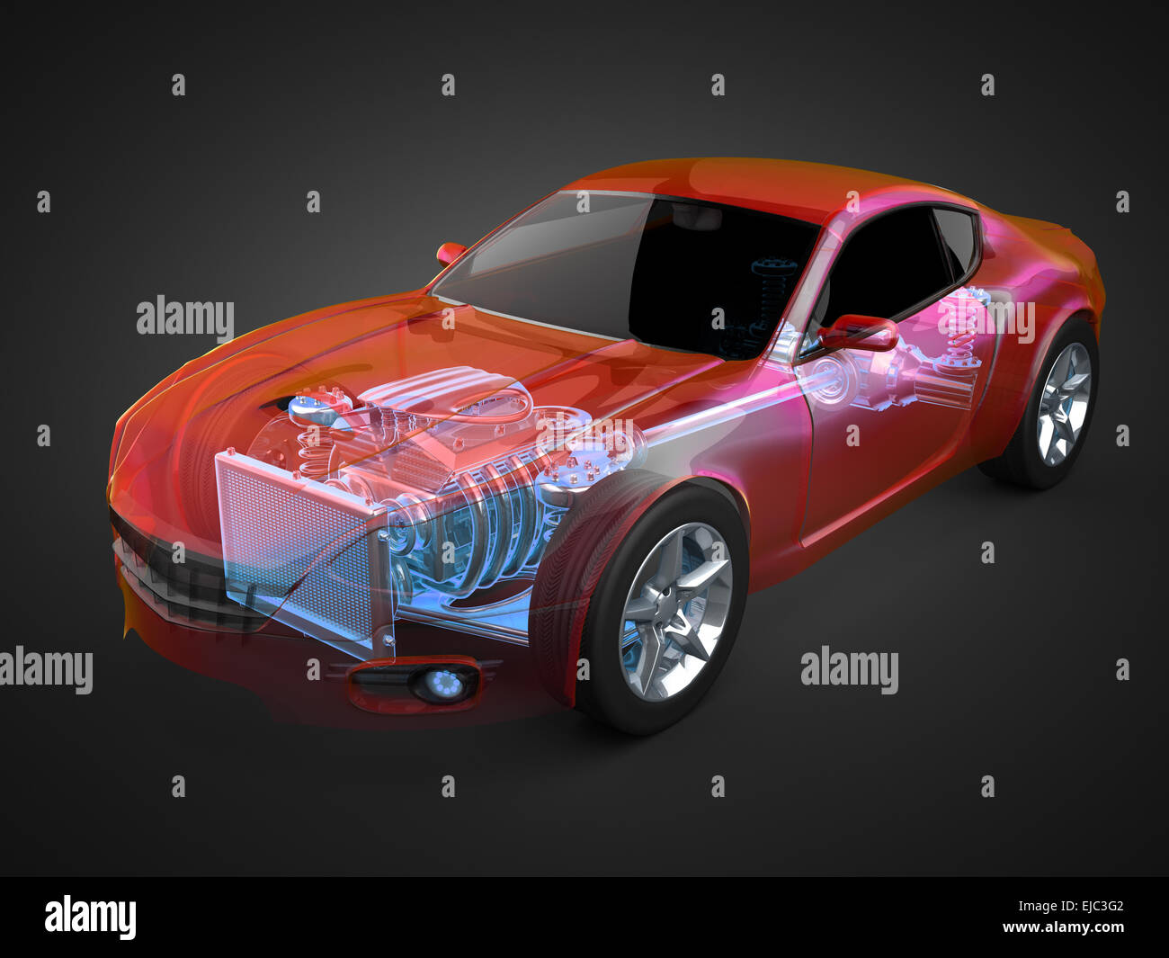 transparent car concept with visible engine and transmission Stock ...