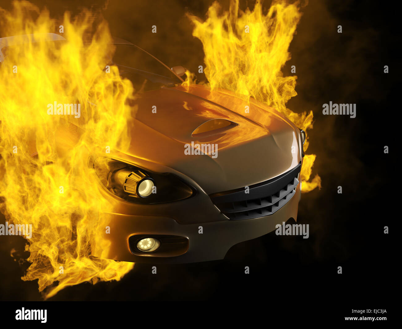 burning brandless sport car Stock Photo - Alamy
