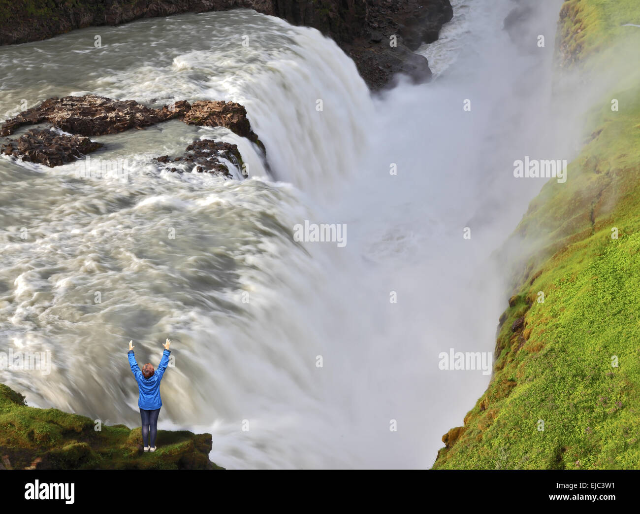 The woman over water chasm Stock Photo - Alamy
