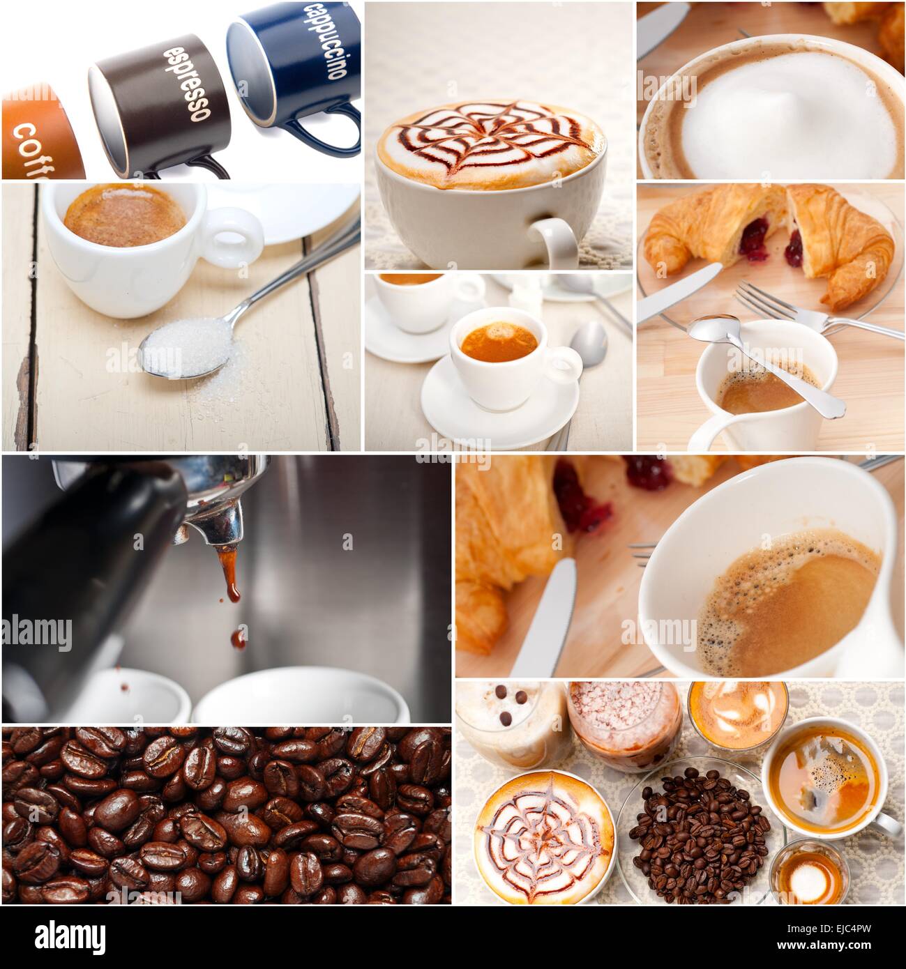 selection of different coffee type on collage composition Stock Photo ...