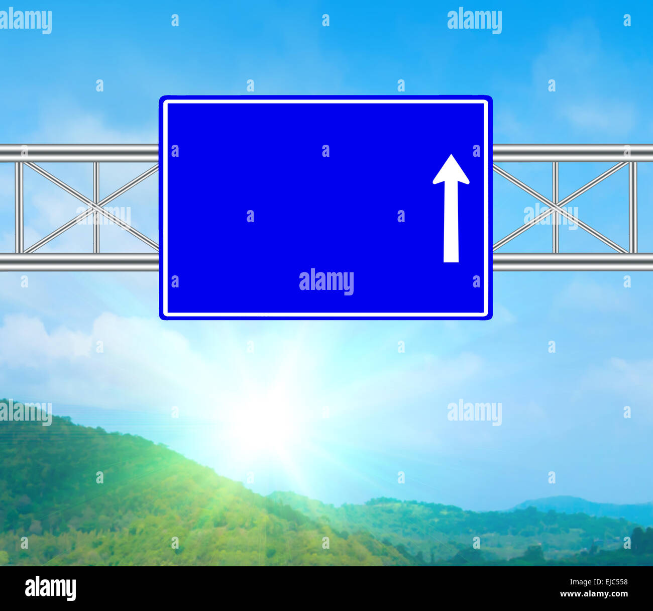 Blank Blue Road Sign Stock Photo - Alamy