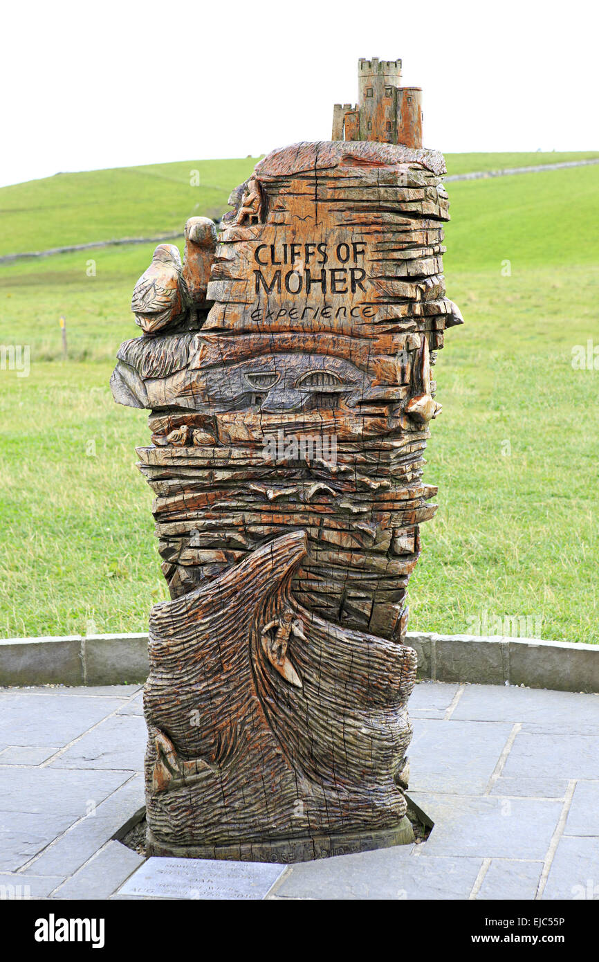 Monument carved out wood. Cliffs of Moher Stock Photo - Alamy