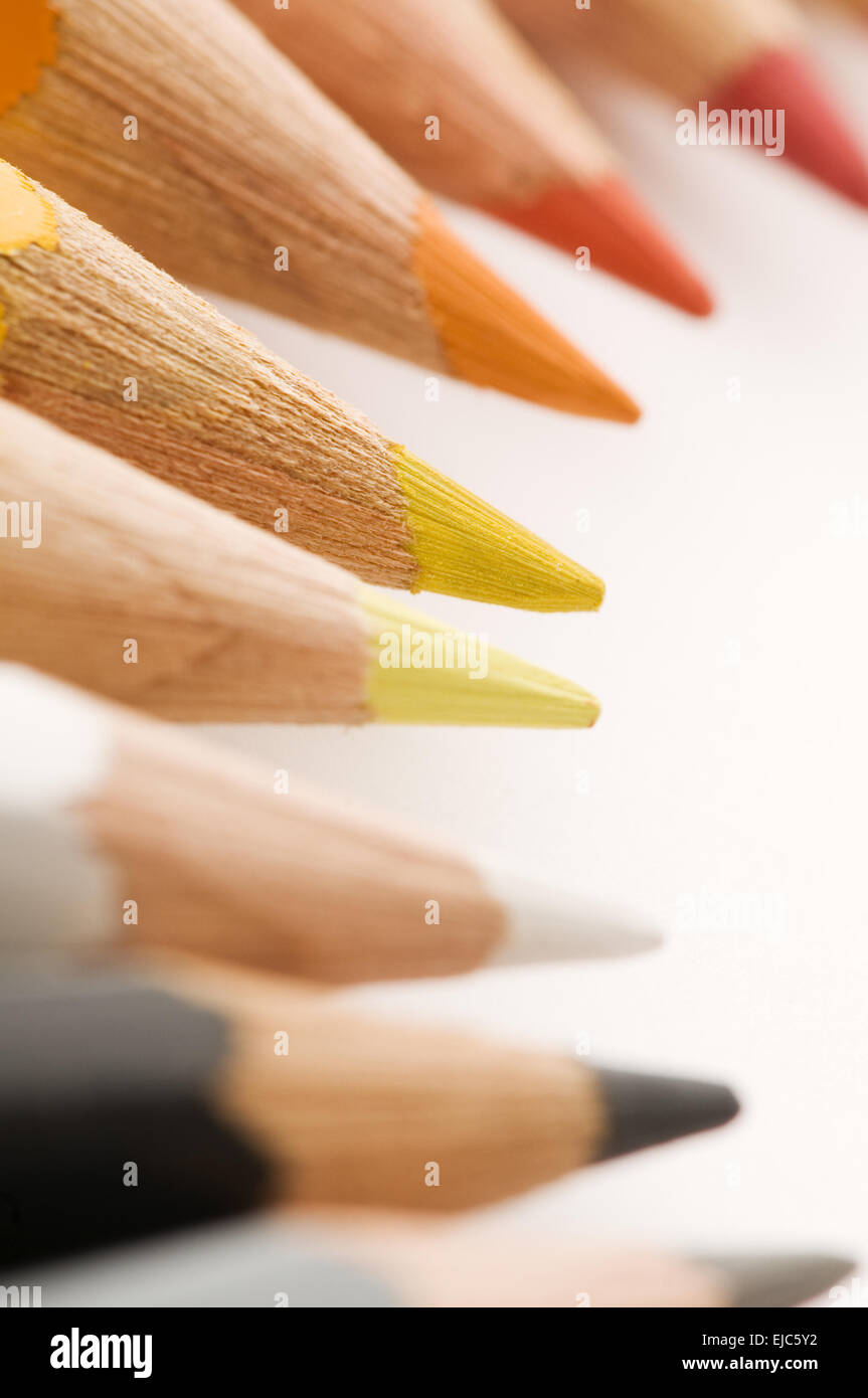 detail Colored pencils yellow to red Stock Photo - Alamy