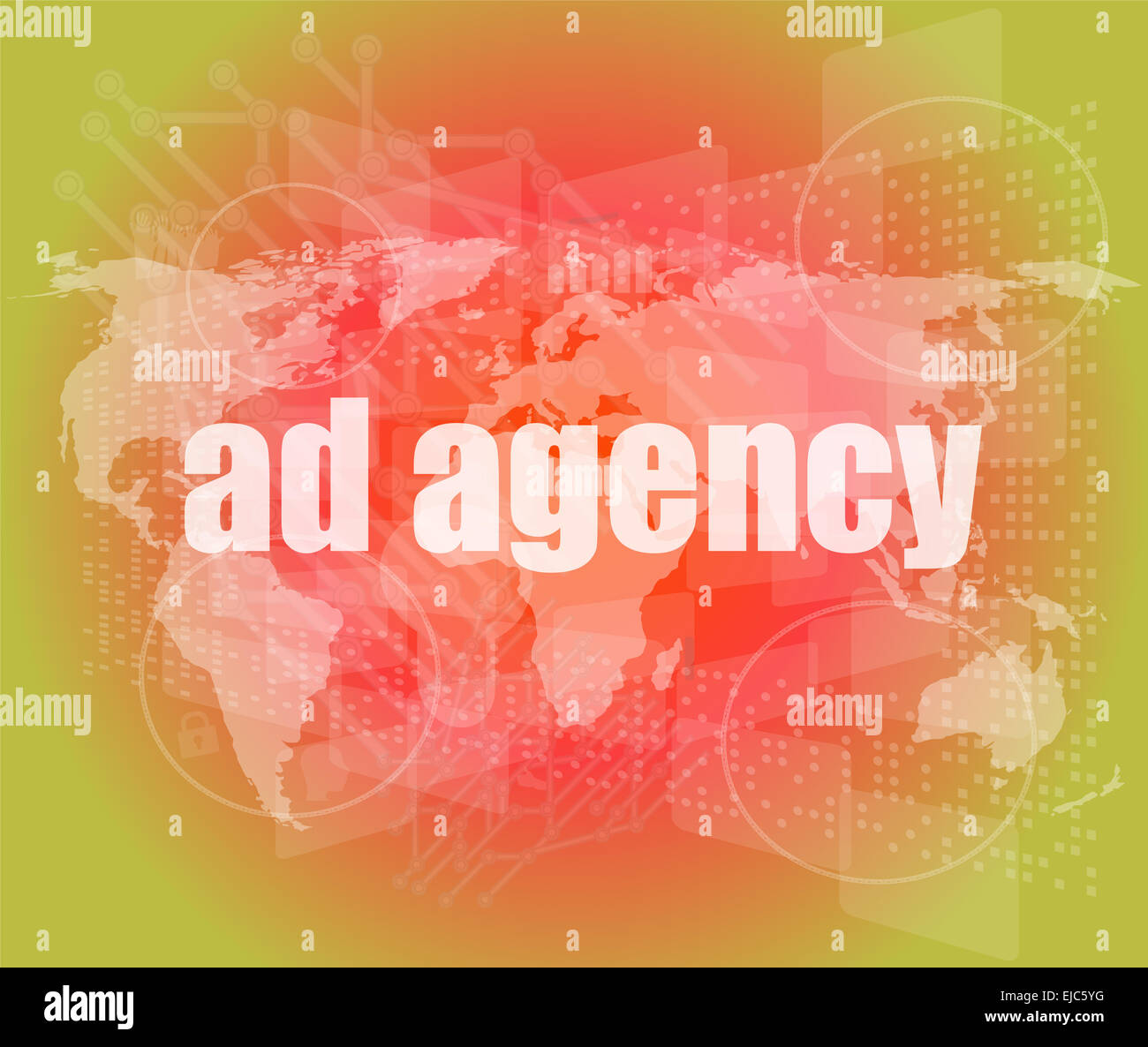 Pixeled word Ad agency on digital screen 3d render Stock Photo - Alamy
