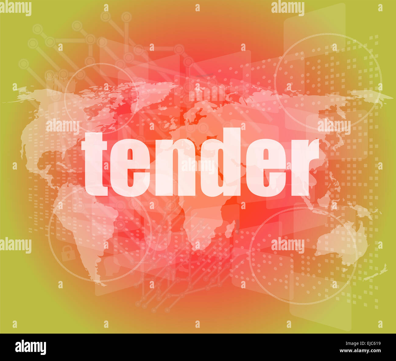 tender word on digital screen, global communication concept Stock Photo ...