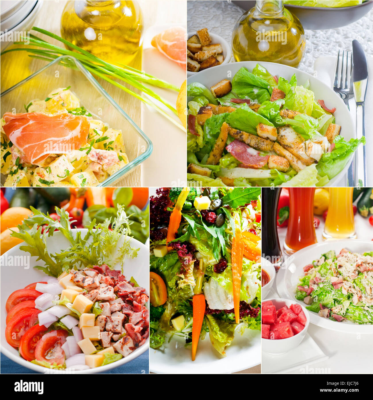 salad collage composition nested on frame Stock Photo - Alamy