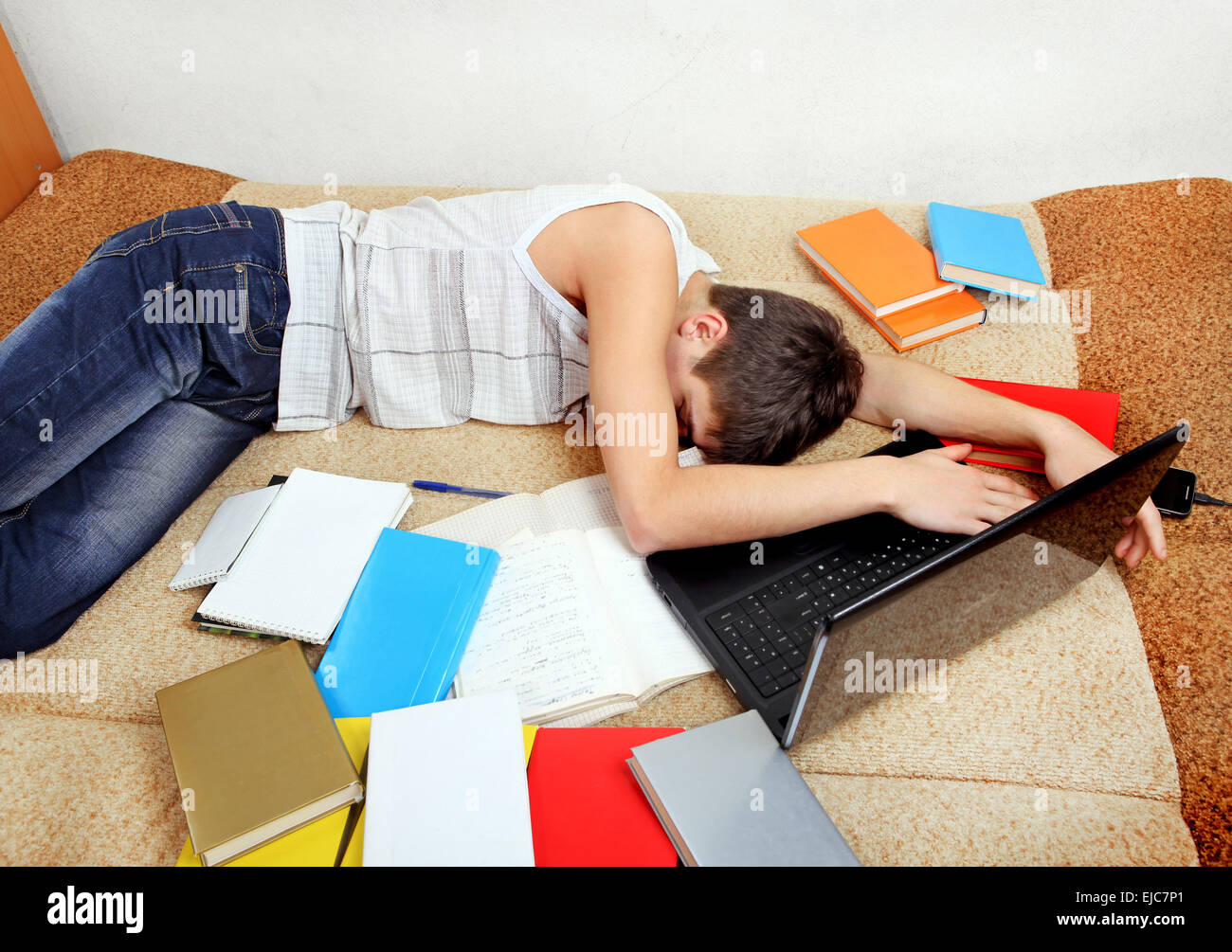 Tired Student sleeping Stock Photo - Alamy