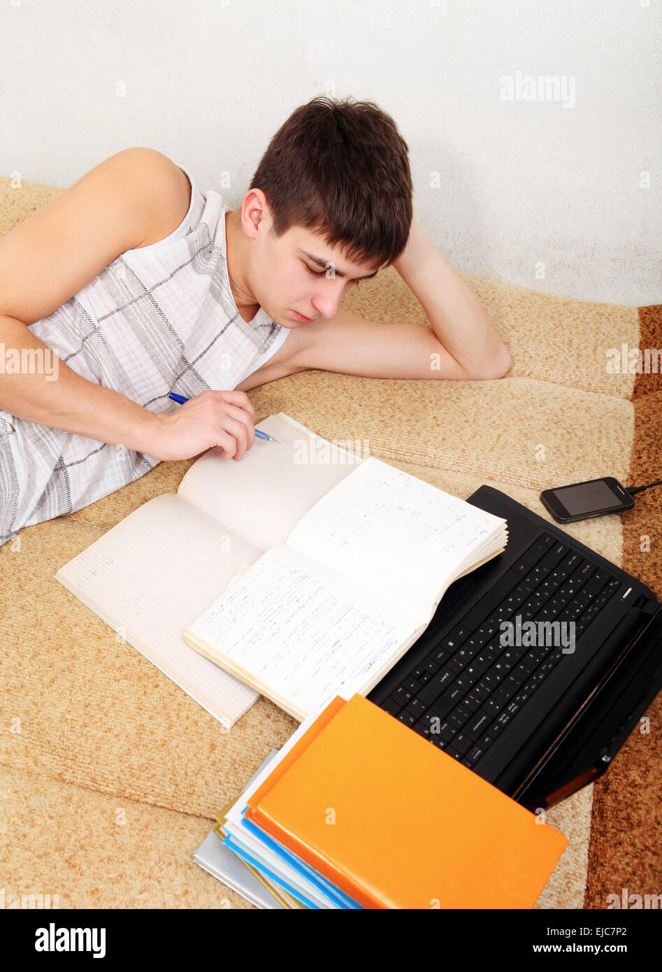Teenager doing Homework Stock Photo - Alamy
