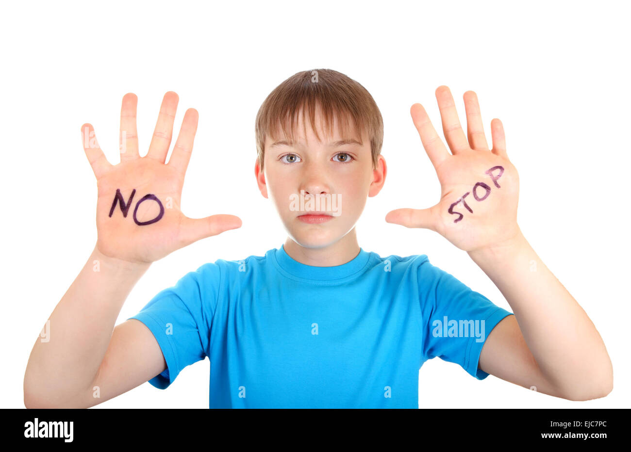 Kid with Refusal Gesture Stock Photo - Alamy