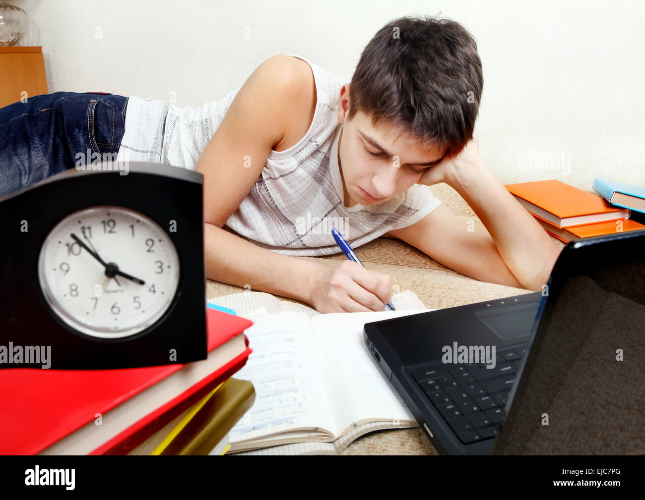 Teenager doing Homework Stock Photo - Alamy