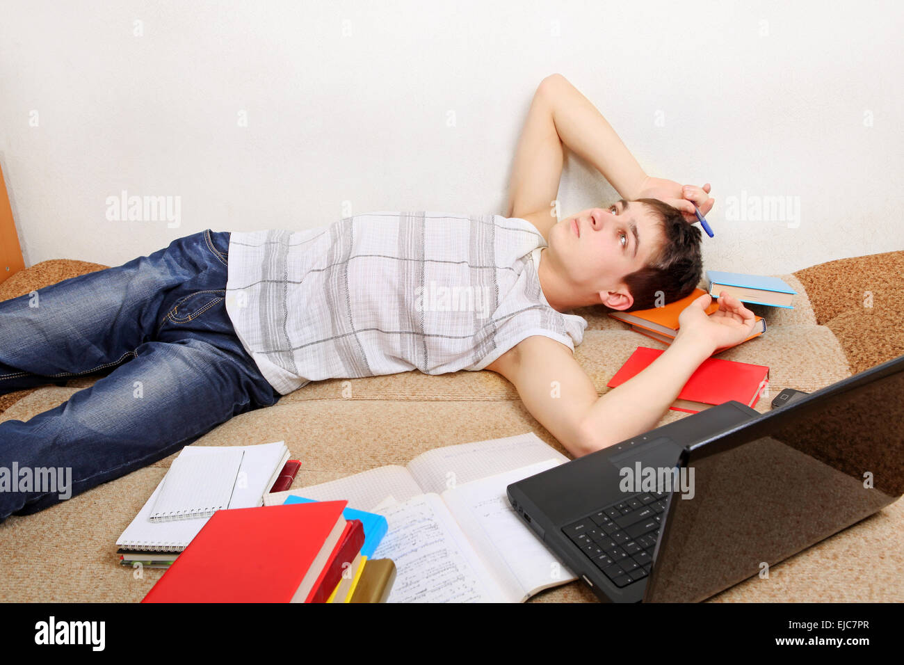 Tired student bed hi-res stock photography and images - Alamy