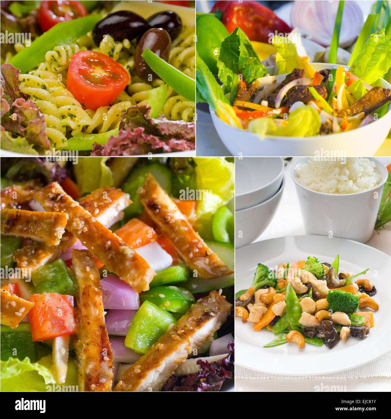 salad collage composition nested on frame Stock Photo - Alamy