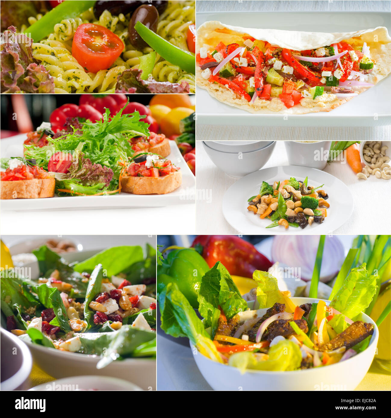 salad collage composition nested on frame Stock Photo - Alamy