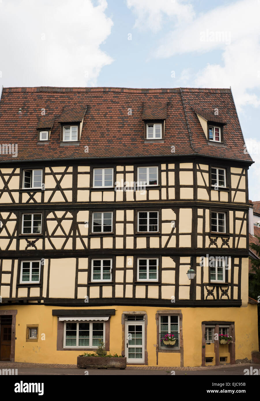 Half-timbered medieval buildings and rooftop, Colmar, Alsace, France ...