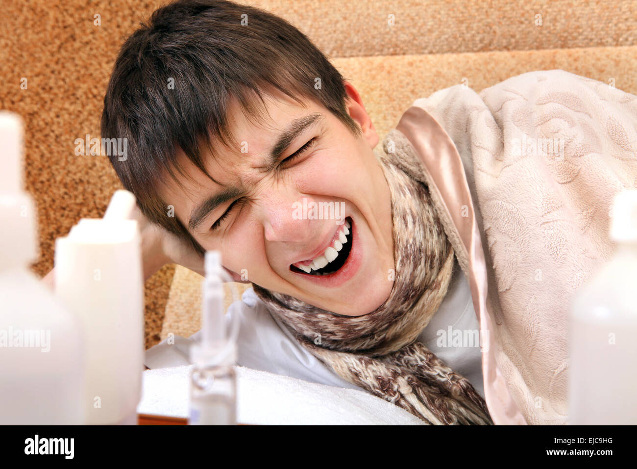 Sick Teenager yawning Stock Photo - Alamy