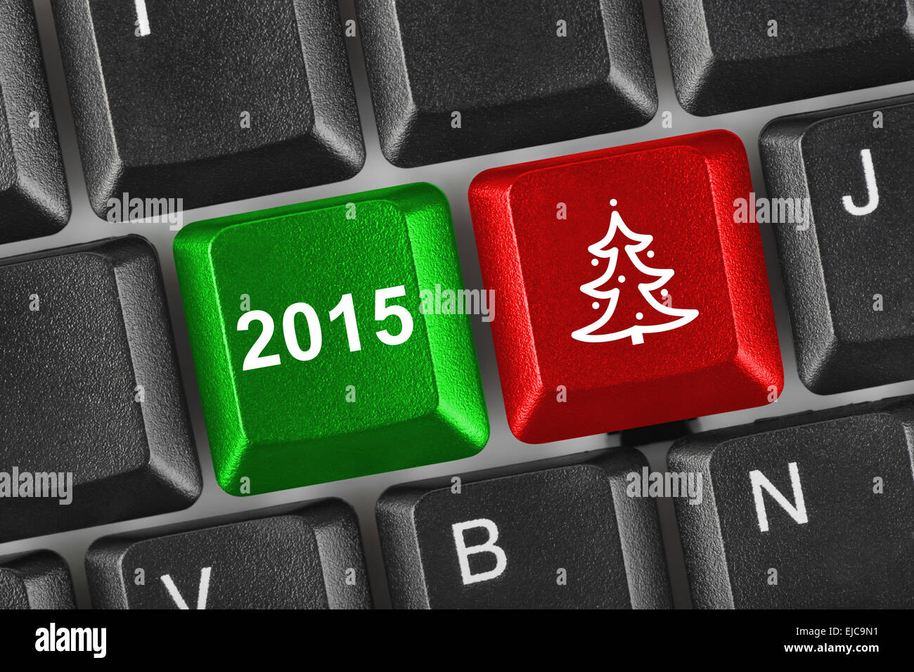 Computer keyboard with Christmas keys Stock Photo - Alamy
